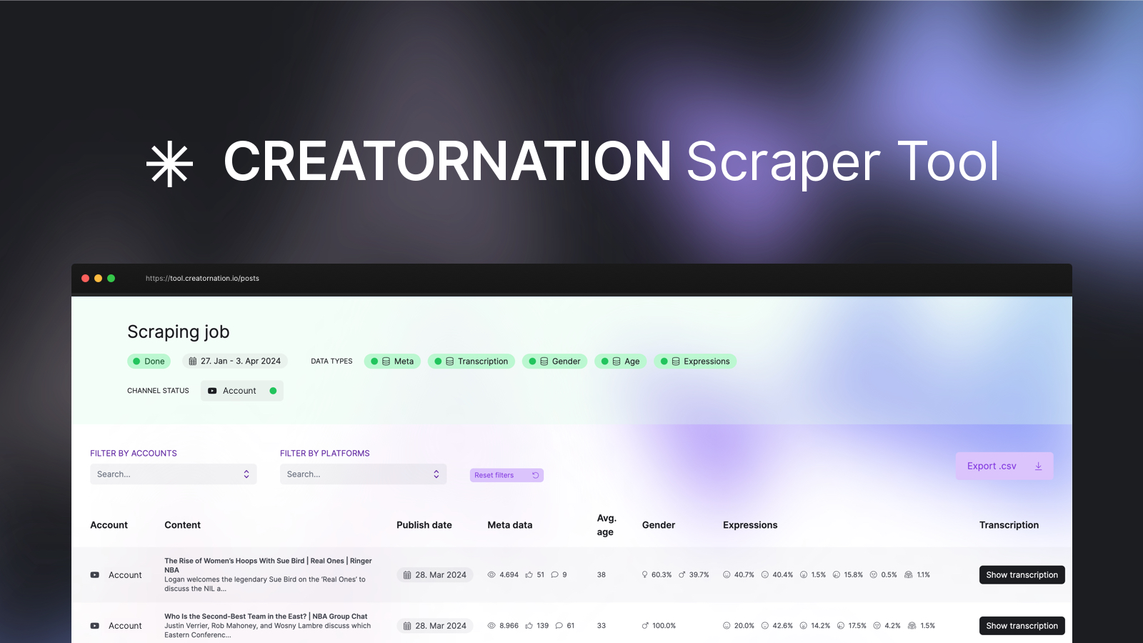 CreatorNation Scraper Tool